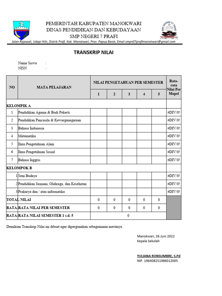 Aplikasi TRANSKRIP NILAI | PDF