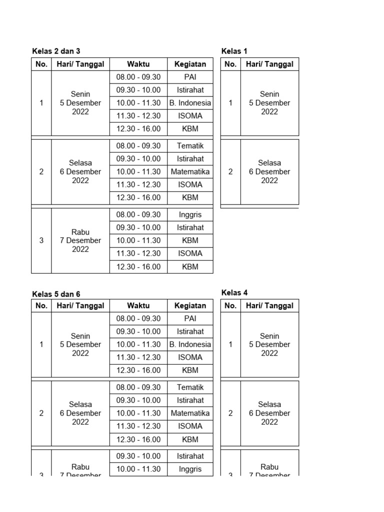 Jadwal Sts 2023 2024 | PDF