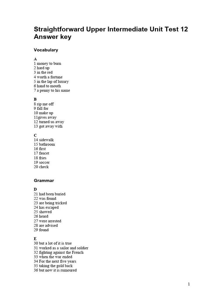 Unit 12 Test Key | PDF