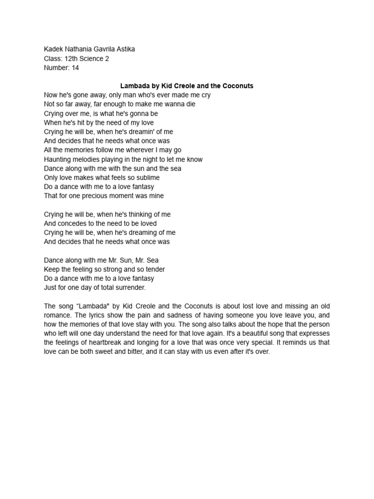 Learning English With Song Lyrics | PDF