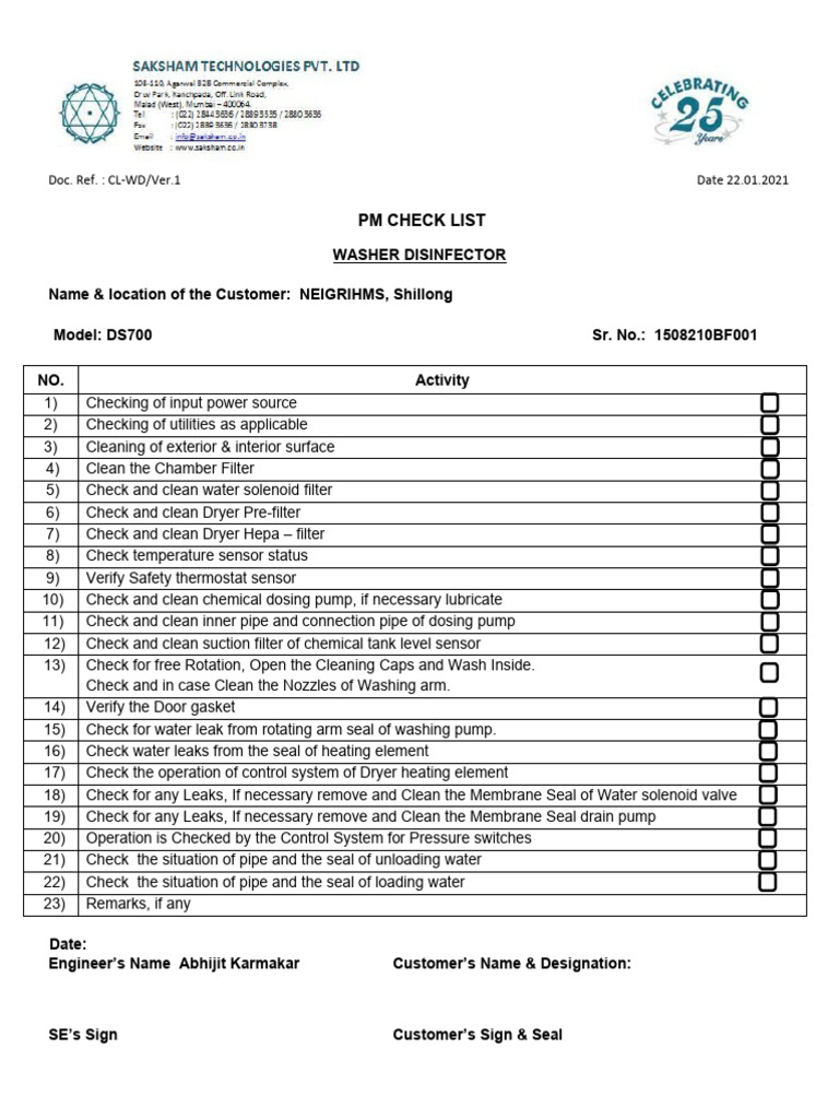 AMC Checklist For DS610 | PDF