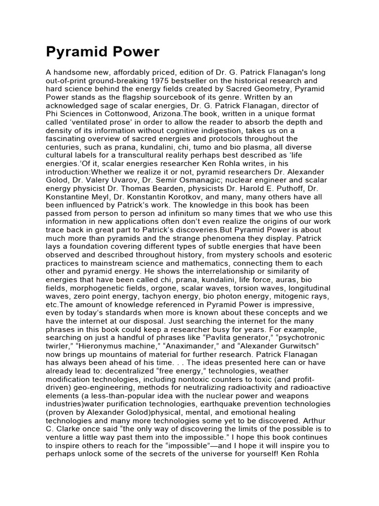 Pyramid Power-Patrick Flanagan-PhiSciences | PDF | Physics | Science