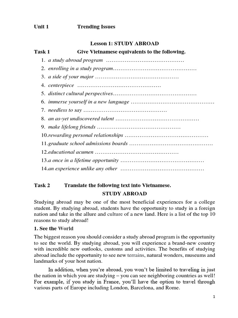 Translation 1 Unit 1 Task 1 New | PDF | International Student | Curiosity