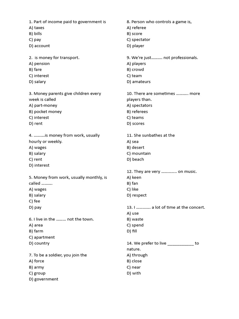 Vocab 2 | PDF | Salary
