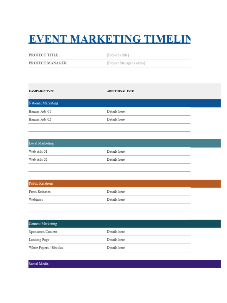 Event Marketing Timeline Template PGM | PDF