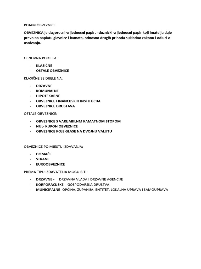 Pojam Obveznice | PDF