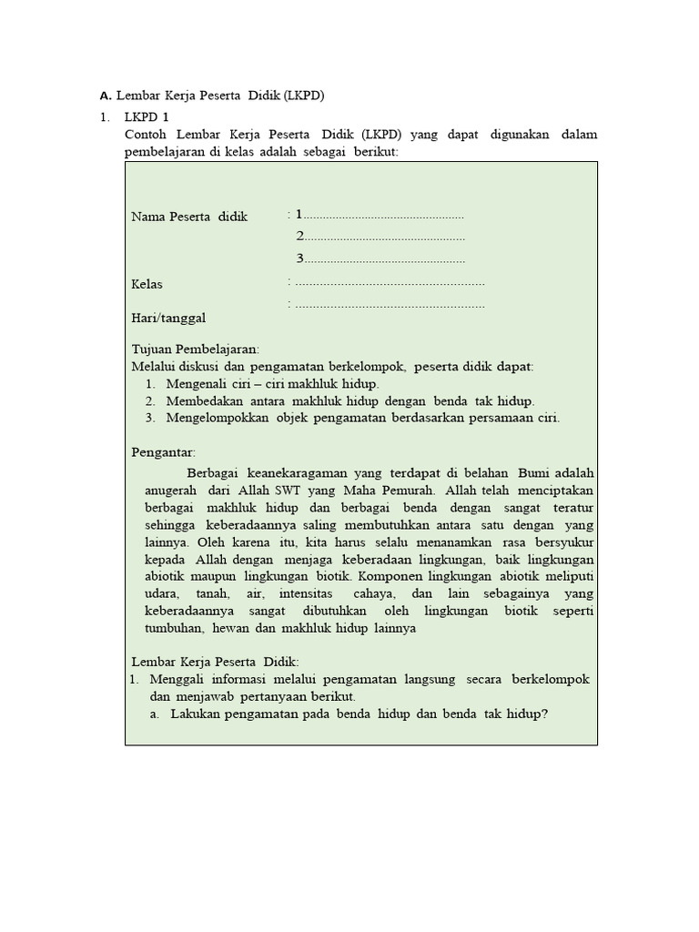 LKPD KLASIFIKASI MAHKLUK HIDUP | PDF