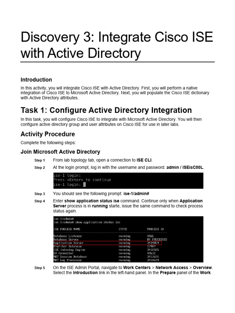 Discovery 3: Integrate Cisco ISE With Active Directory | PDF | Active ...