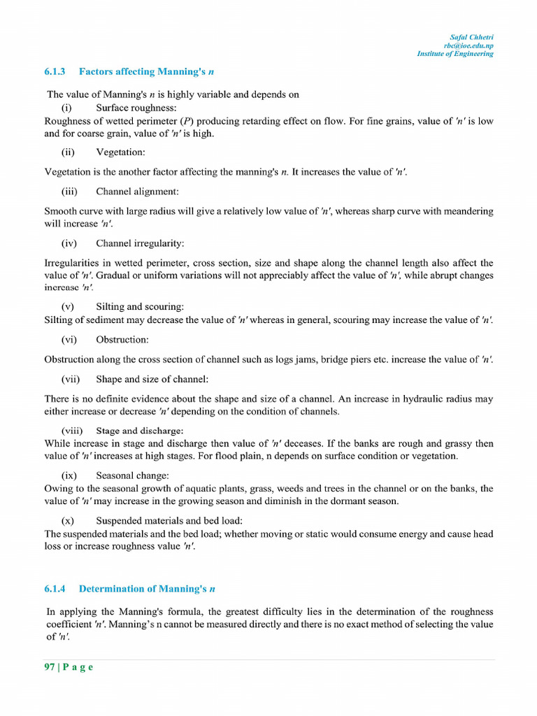 15 Hydraulics Class Note | PDF