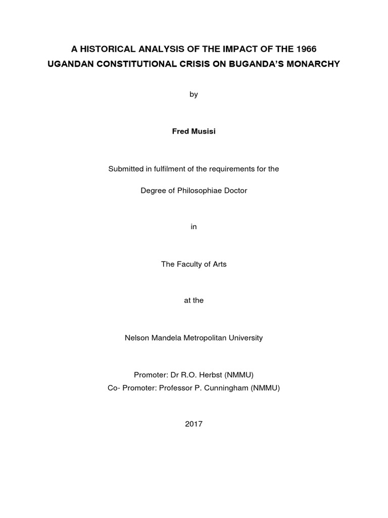 A Historical Analysis of The Impact of The 1966 Ugandan Constitutional Crisis On Buganda S ...