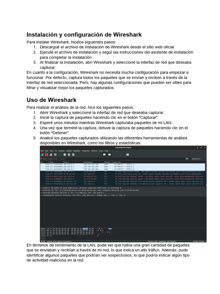 Instalación y Configuración de Wireshark | PDF