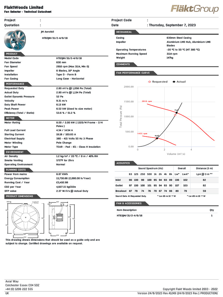Fan Selection HT63JM312-4616 | PDF | Electric Motor | Manufactured Goods