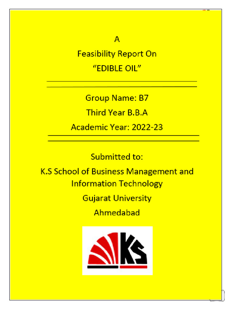 B7 Edible Oil-1 | PDF | Feasibility Study | Cooking Oil