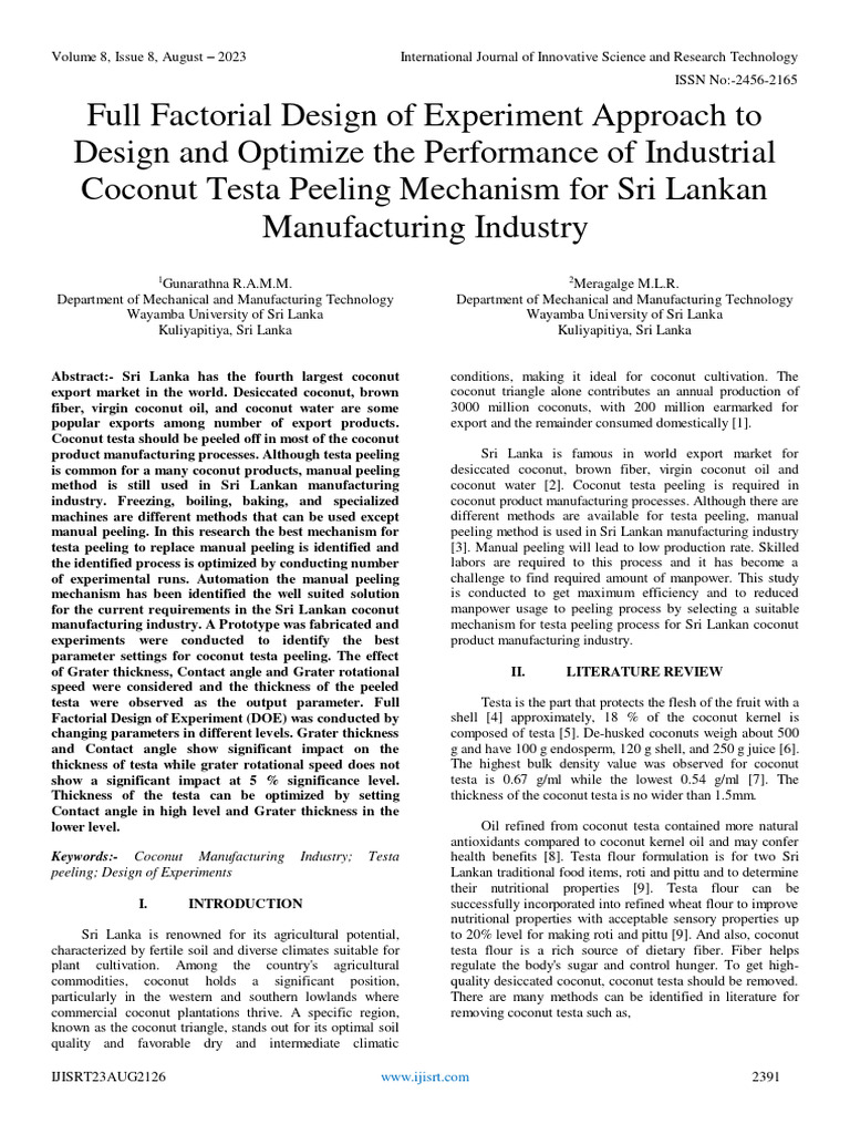 Full Factorial Design of Experiment Approach To Design and Optimize The Performance of ...
