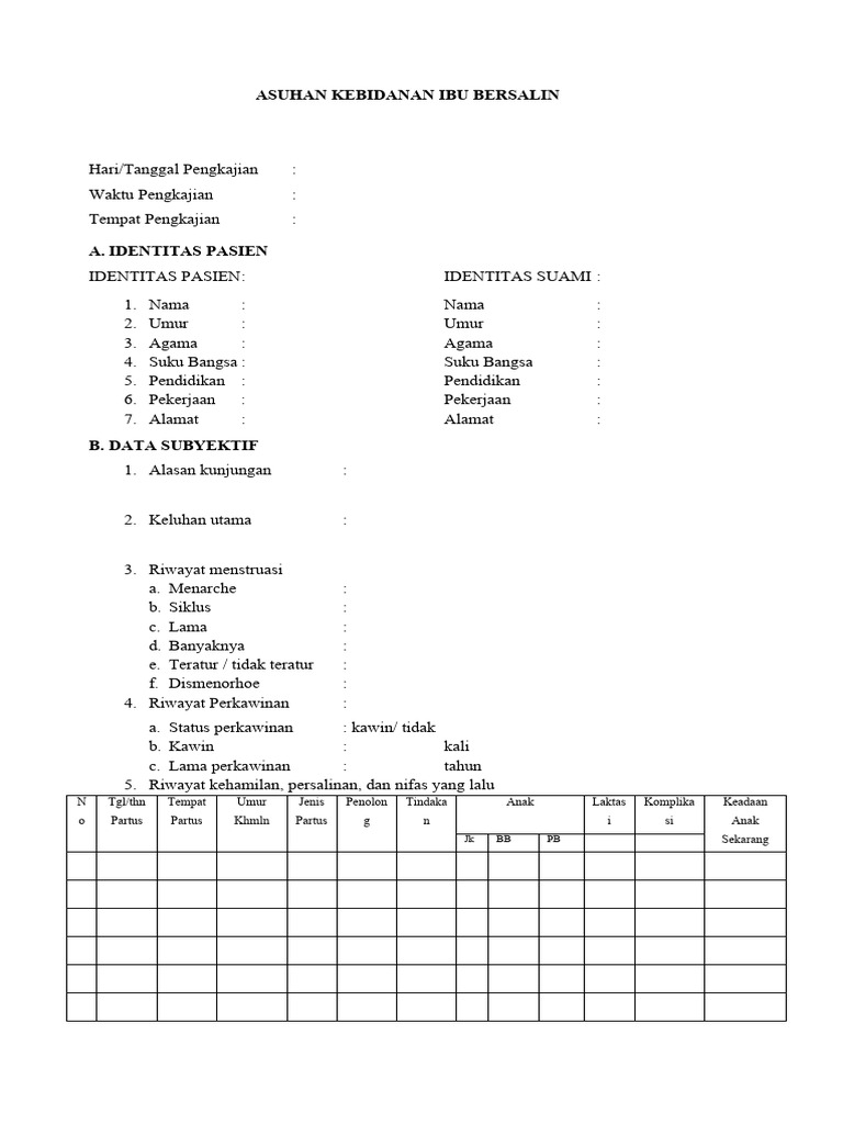 FORMAT ASKEB PERSALINAN Kosong | PDF