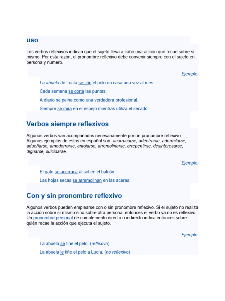 Reflexivos | PDF | Verbo | Sintaxis