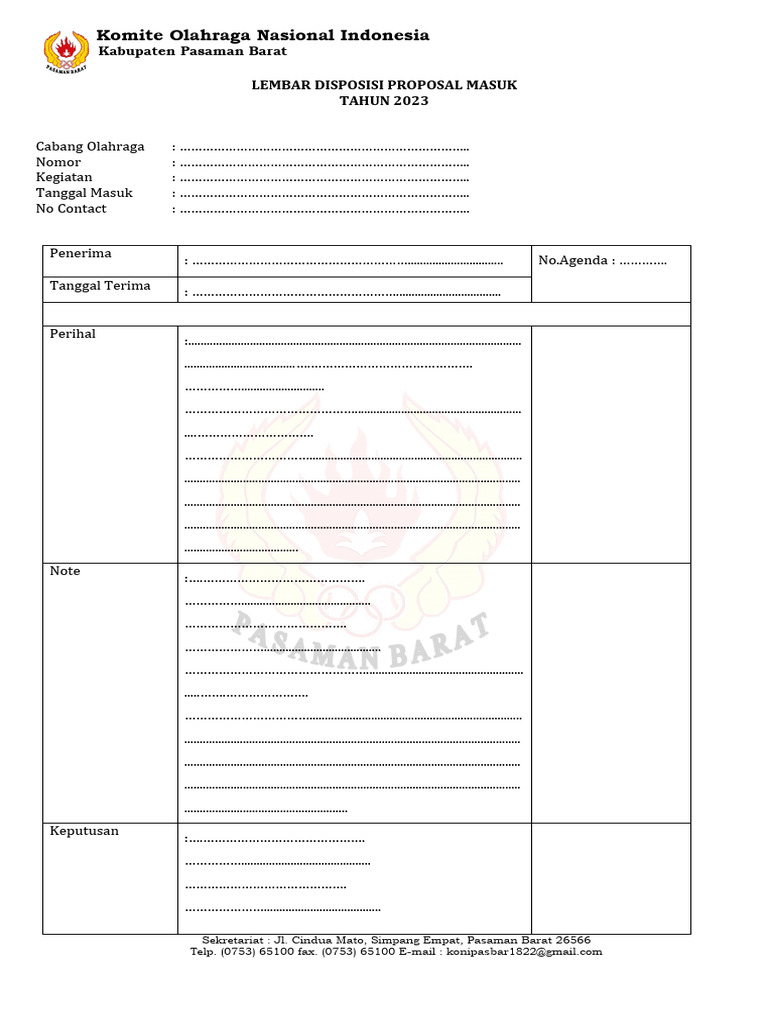 Lembar Disposisi Proposal 2023 | PDF