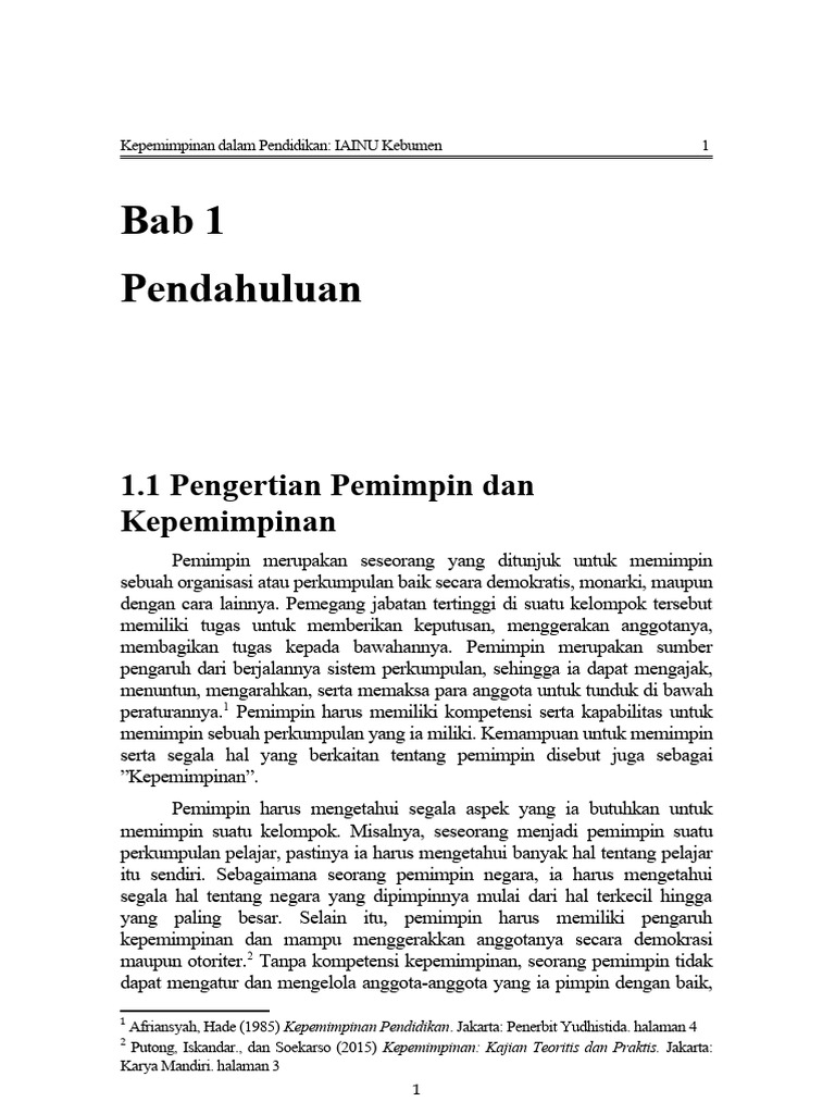 Pengertian Pemimpin Dan Kepemimpinan | PDF
