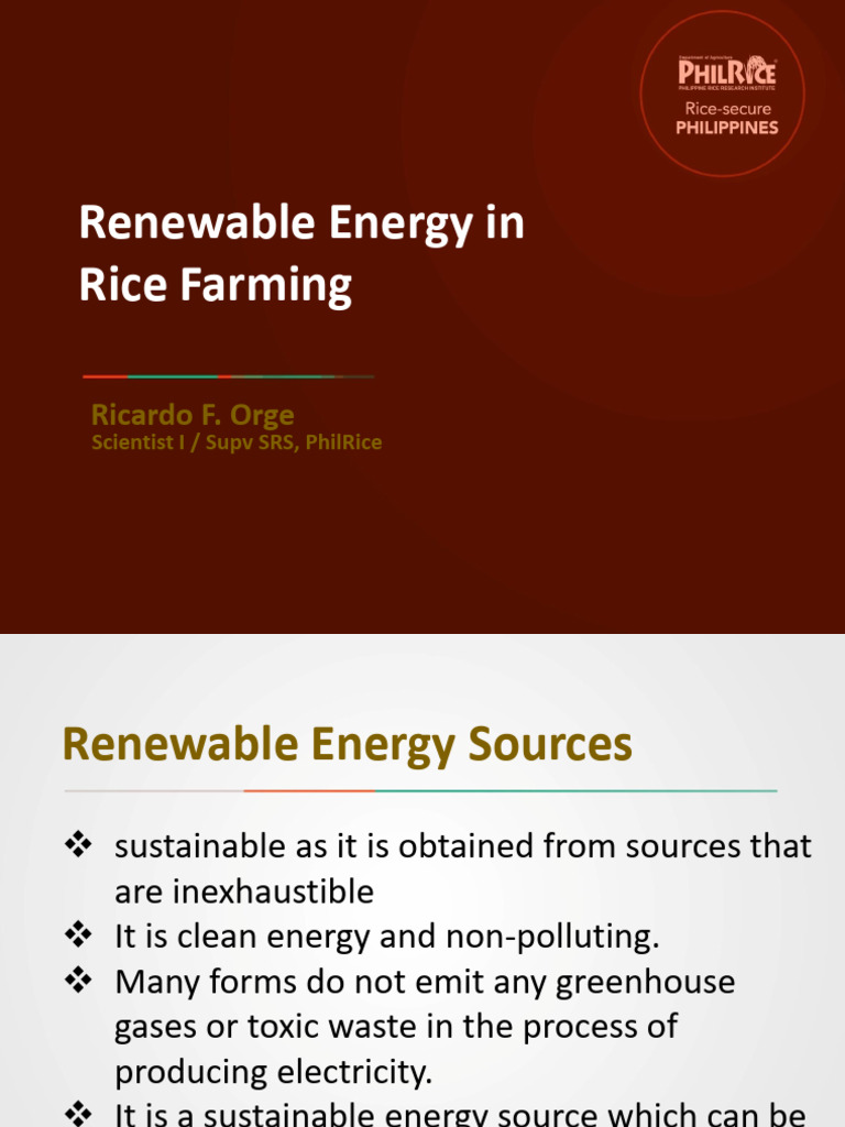 Renewable Energy in Rice Farming | PDF | Renewable Energy | Energy ...