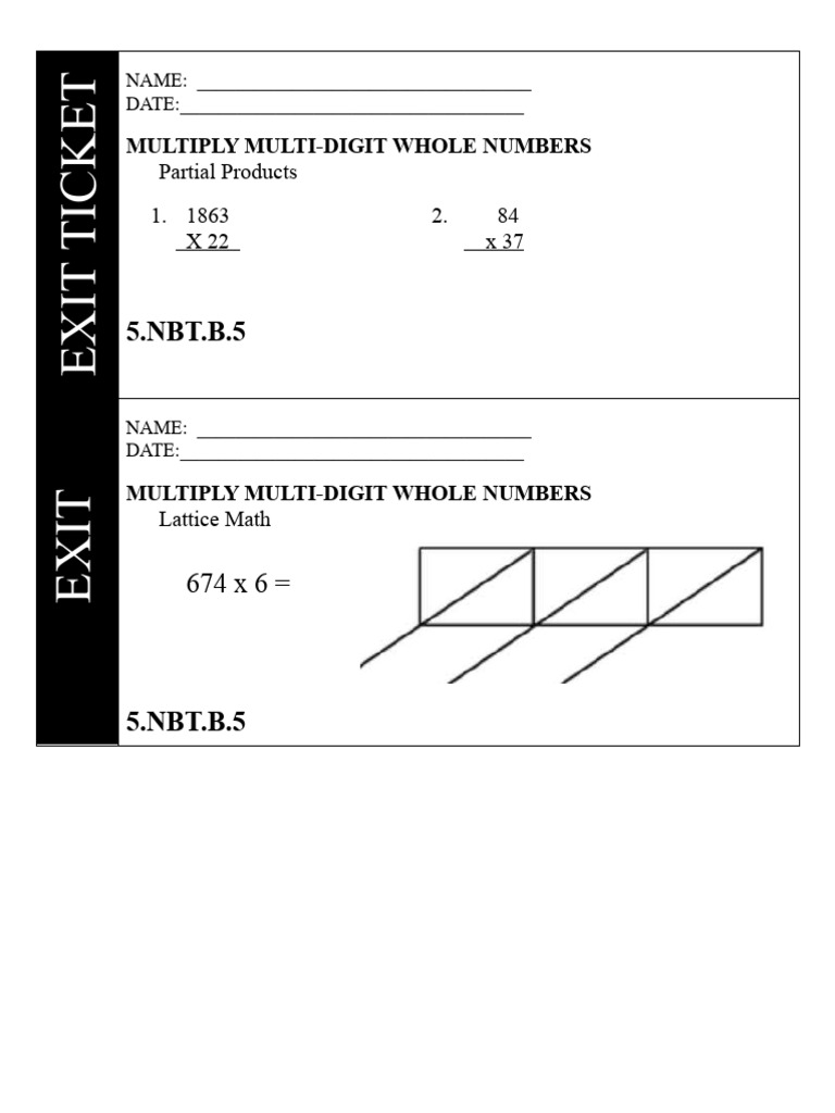 5.NBT.B.5 - Exit Tickets | PDF