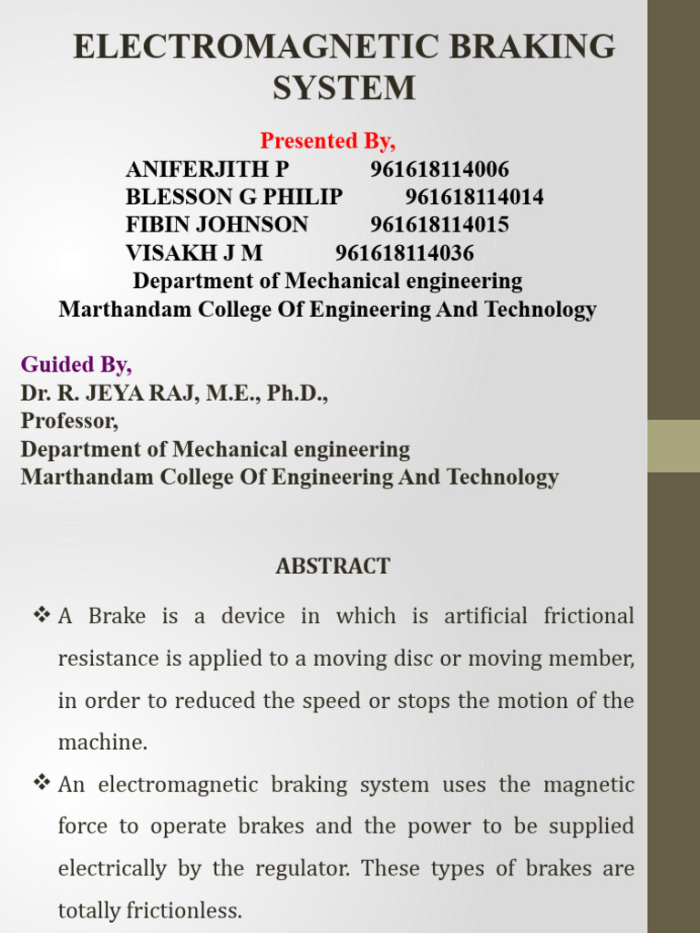 Electromagnetic Braking System | PDF | Brake | Friction