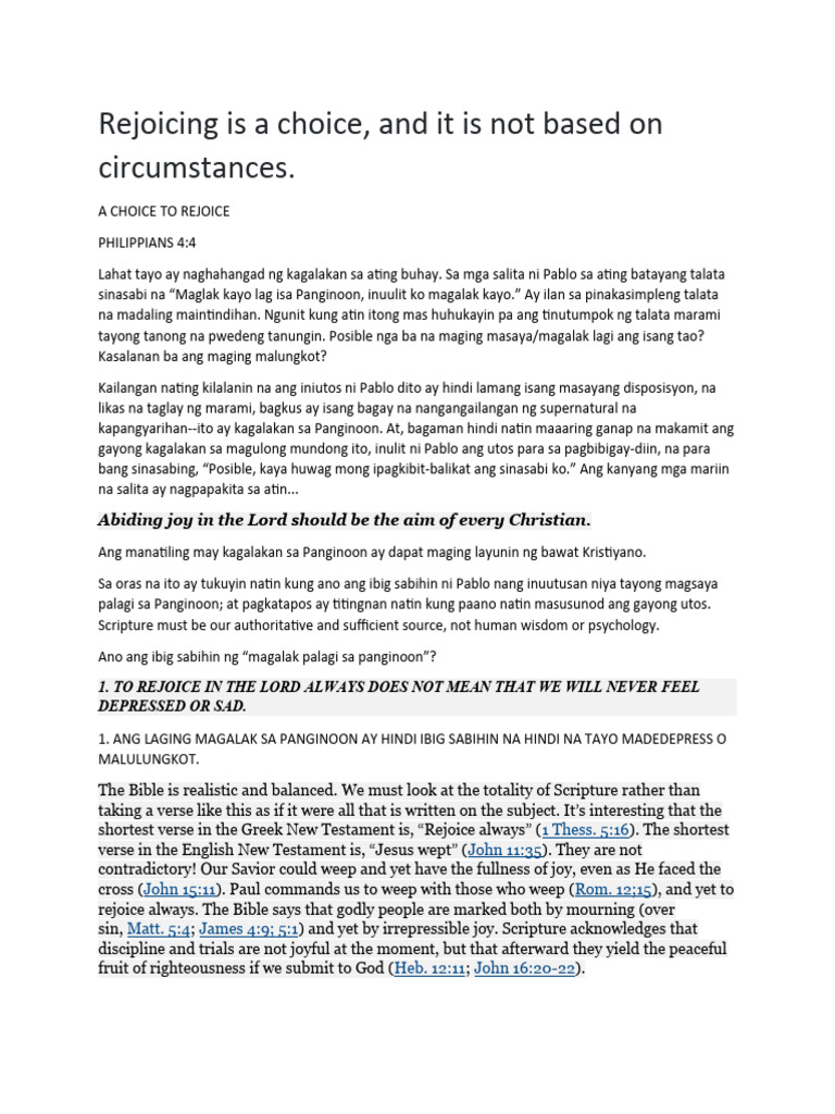 A Choice To Rejoice | PDF