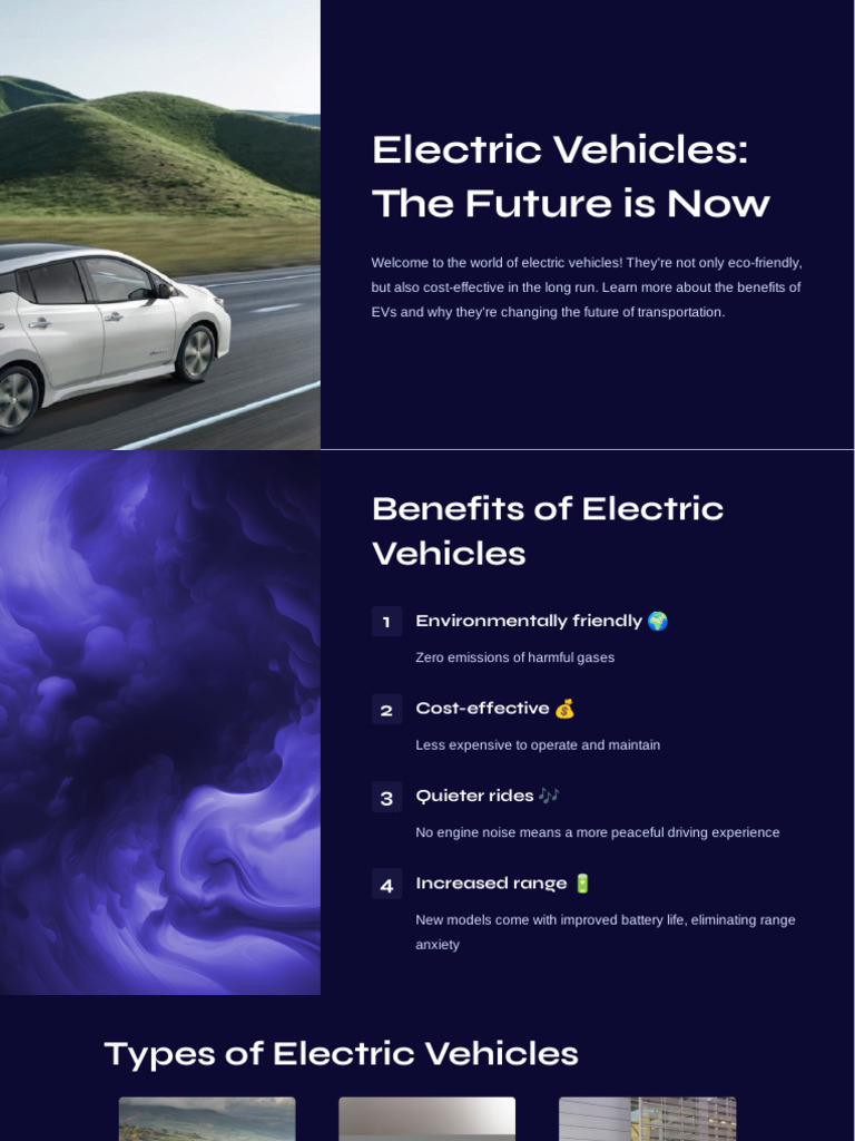 Types and Benefits of Electric Vehicles | PDF | Electric Vehicle | Plug ...