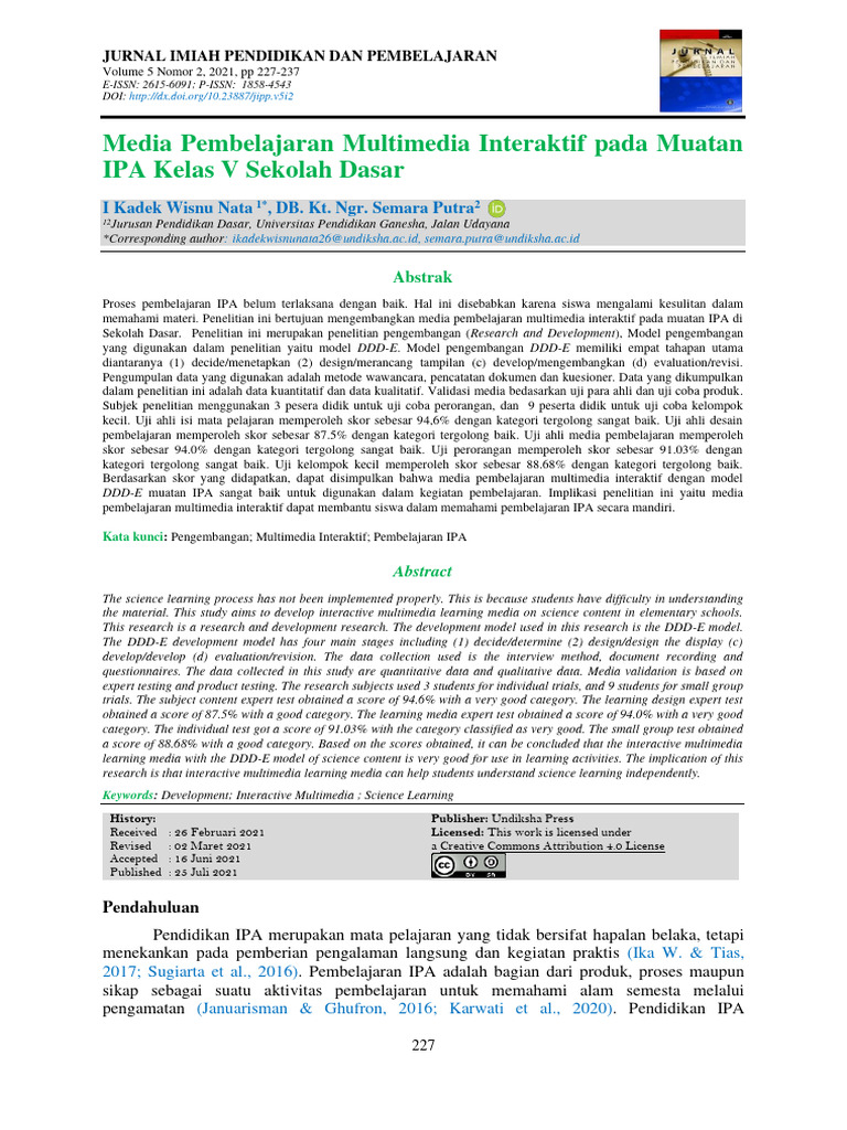 Laba,+7 ++JIPP+VOL +5,+NO +2+I+Kadek+Wisnu+Nata+227-237 | PDF | Karier & Perkembangan