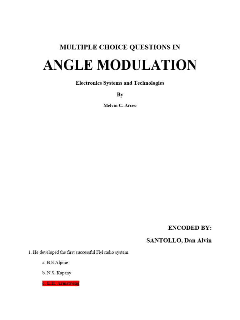Angle Modulation | Download Free PDF | Frequency Modulation | Detector ... Angle Modulation | Download Free PDF | Frequency Modulation | Detector ...