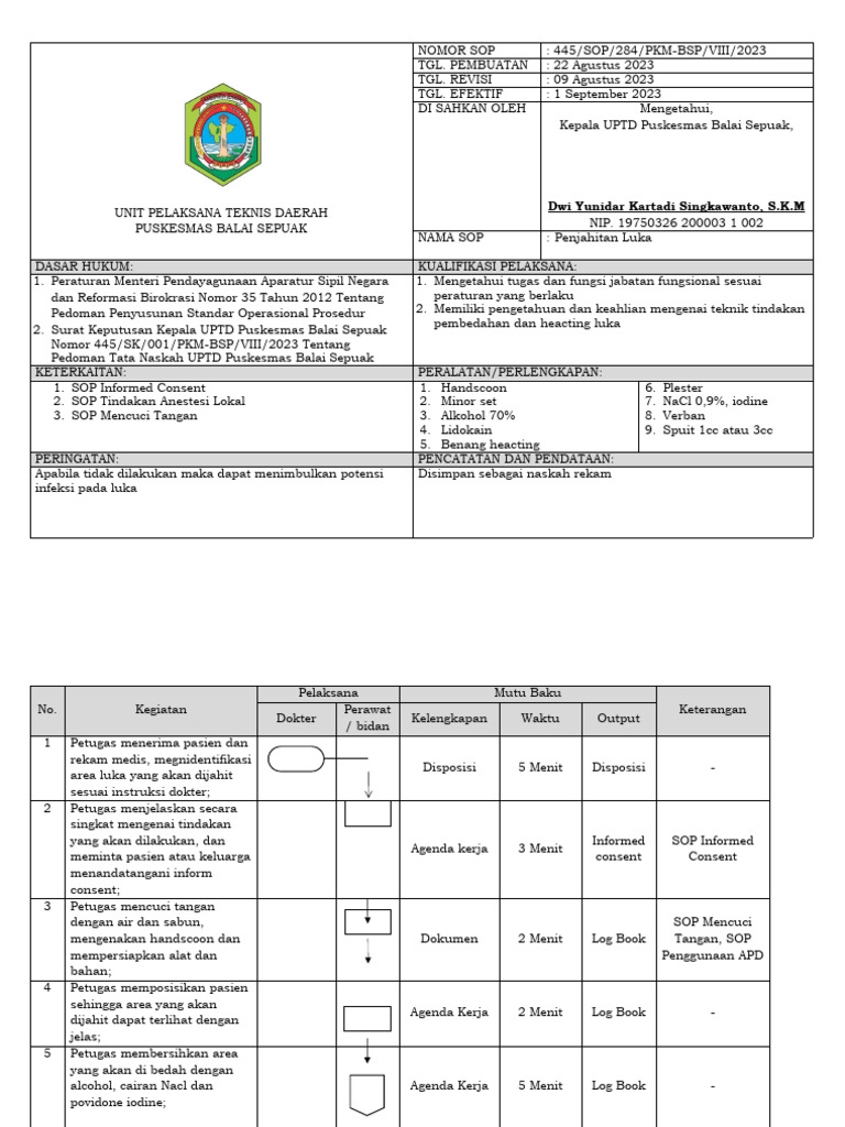 284 SOP Penjahitan Luka BSP | PDF