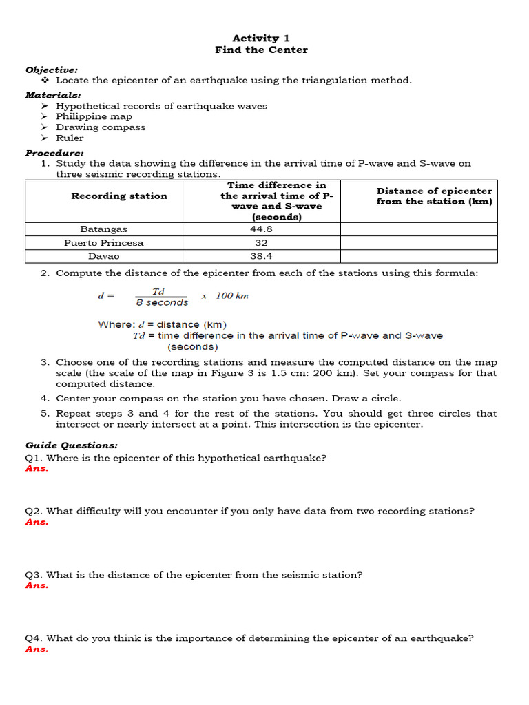 Activity 1 (Find The Center) | PDF