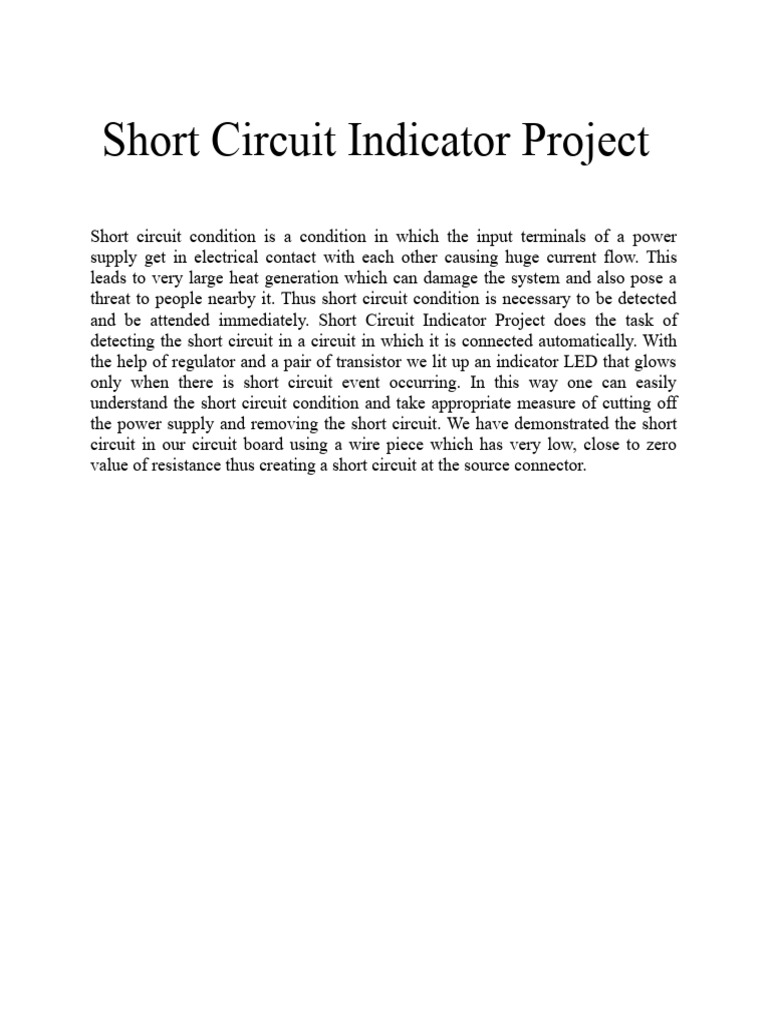 Short Circuit Indicator Project | PDF