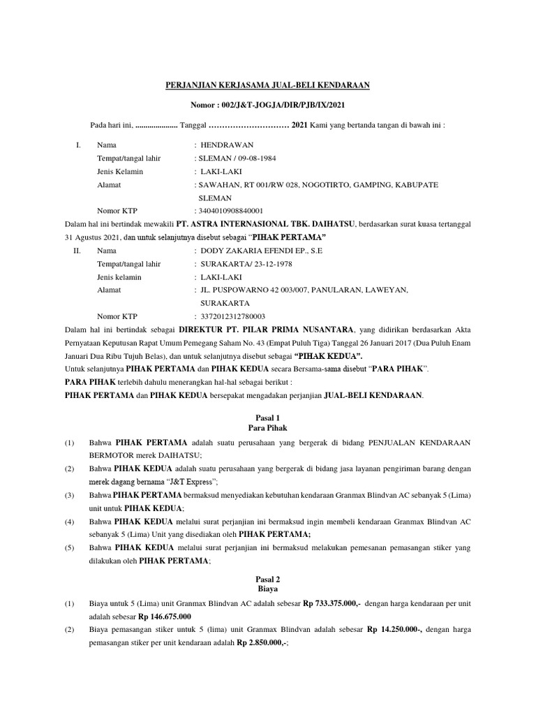 Mou Pt. Astra International TBK Daihatsu - 5 Unit Mobil | PDF