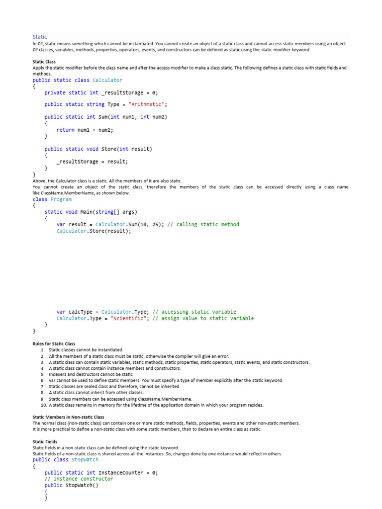 Static Calculator Pdf Class Computer Programming Anonymous 1796