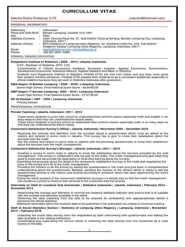 CV LPDP Edit | Download Free PDF | Official Statistics | Data