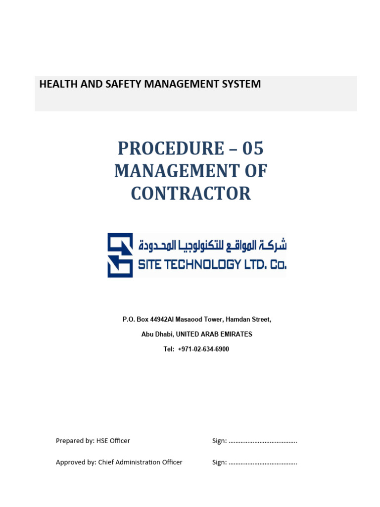 05 Management of Contractor | PDF | Occupational Safety And Health ...