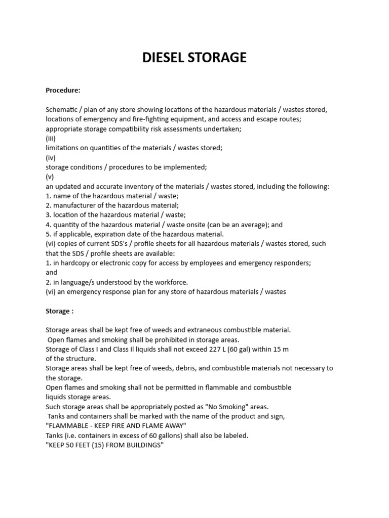 DIESEL STORAGE Guidelines in UAE | PDF | Dangerous Goods | Workplace