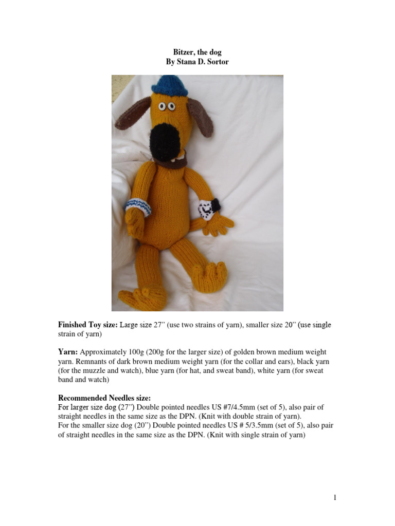 Bitzer Dog Knitting Pattern Guide | PDF | Knitting | Knitting Needle