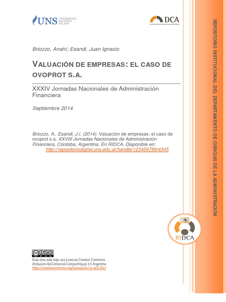 Valuación de Ovoprot S.A. en Argentina | PDF | Inflación | Modelo de ...