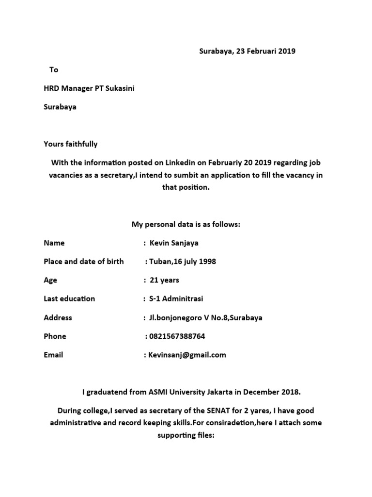 Application for Secretary Position | PDF