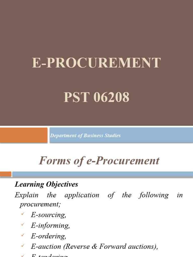 Lecture 2 - Forms of E-Procurement | PDF | Auction | Procurement