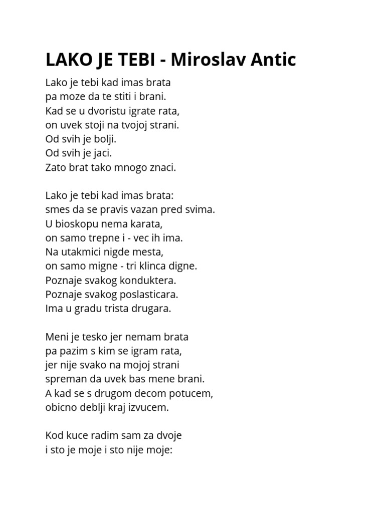 Lako Je Tebi | PDF