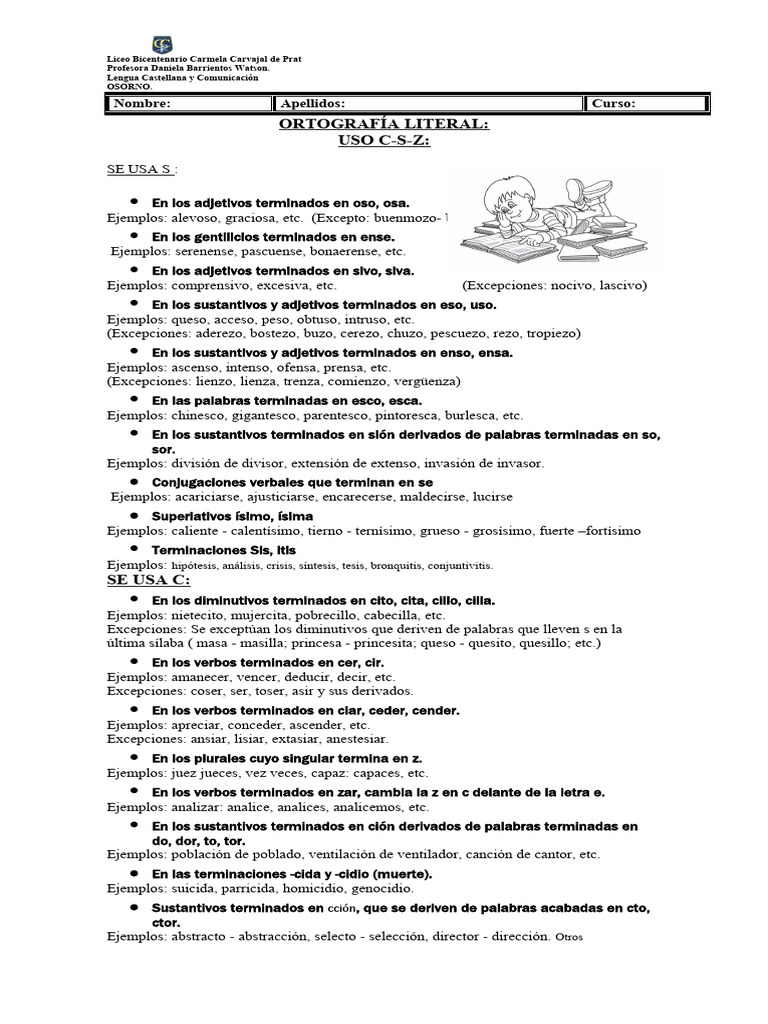Reglas de Ortografía C-S-Z para Niños | PDF | Morfología | Lingüística