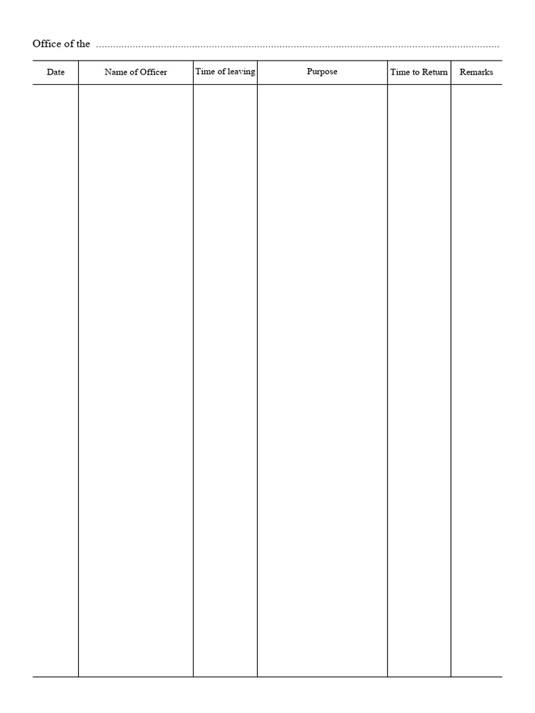 Movement Register - Blank | PDF