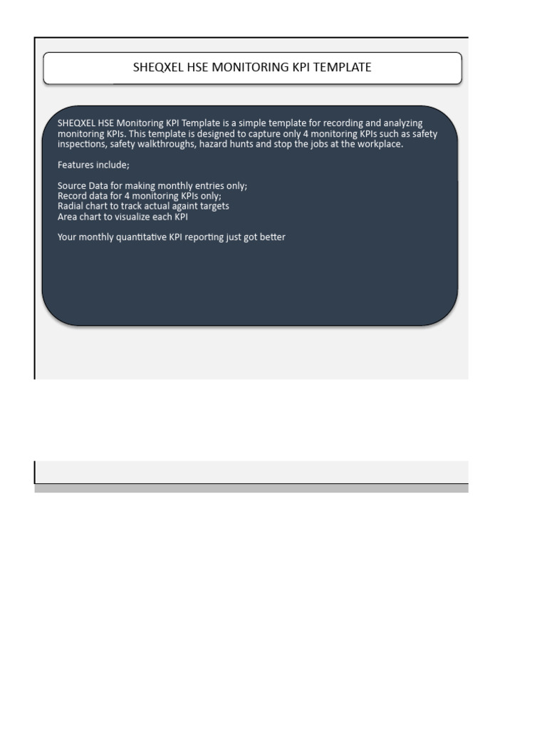 SHEQXEL HSE KPI Monitoring Template | PDF | Audit | Microsoft Excel