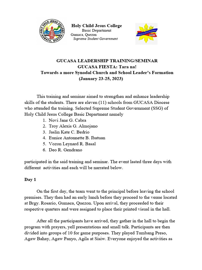 Leadership Traing Accomplishment Report | PDF