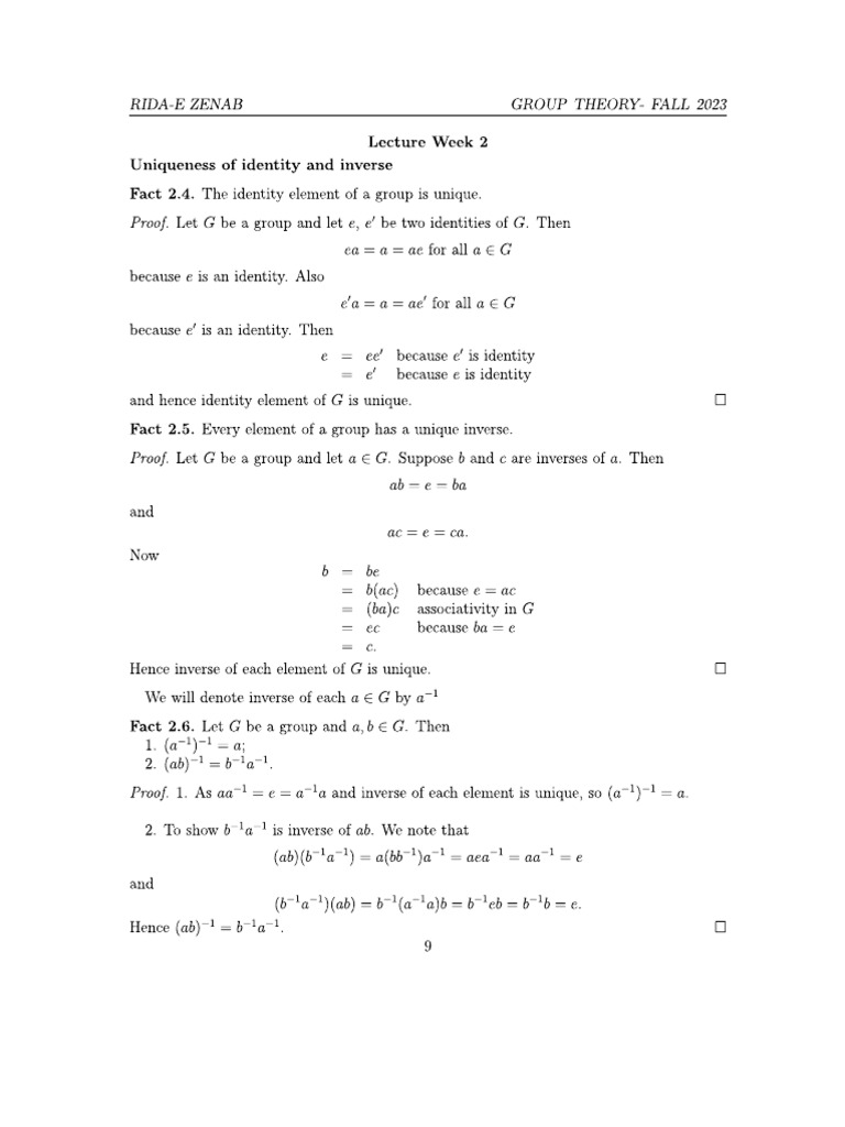 Lecture Week 2 Groups | PDF