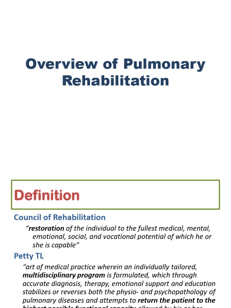 Overview Of Pulmonary Rehabilitation Pdf Physical Therapy Chronic