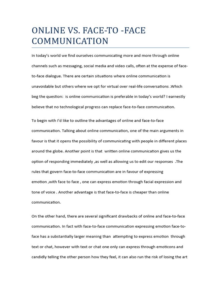 Online VS Face-To-Face Communication Cardiel Romero Patricia | PDF