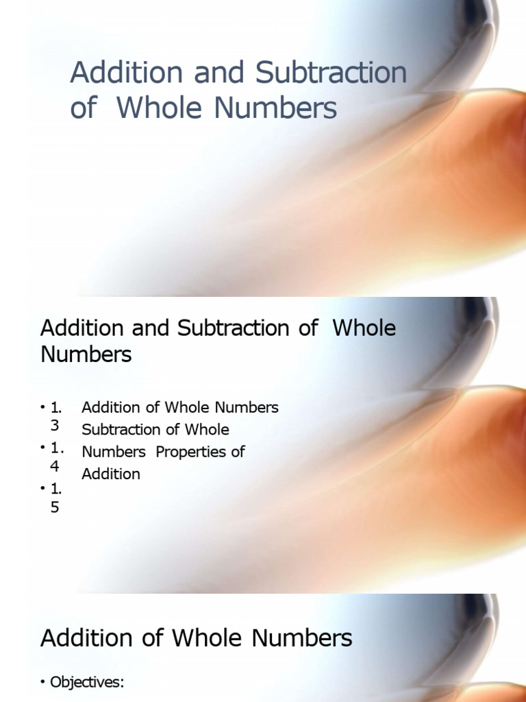 Whole Numbers | PDF | Subtraction | Abstract Algebra